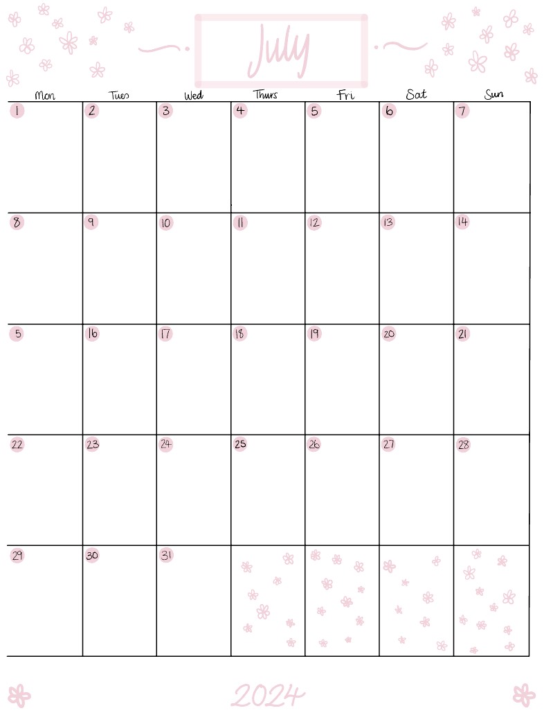 July 2024 Calendar - Notability Gallery